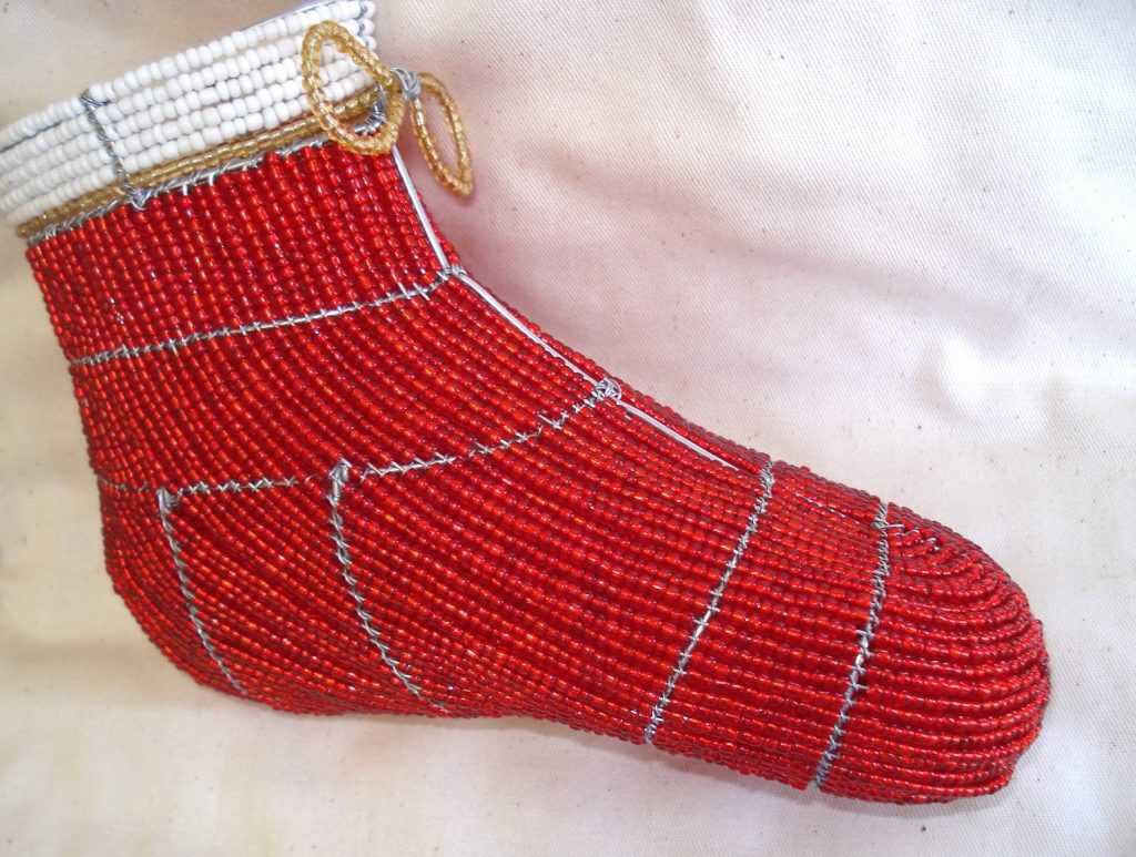 Christmas Stocking - wire and beads - African Home